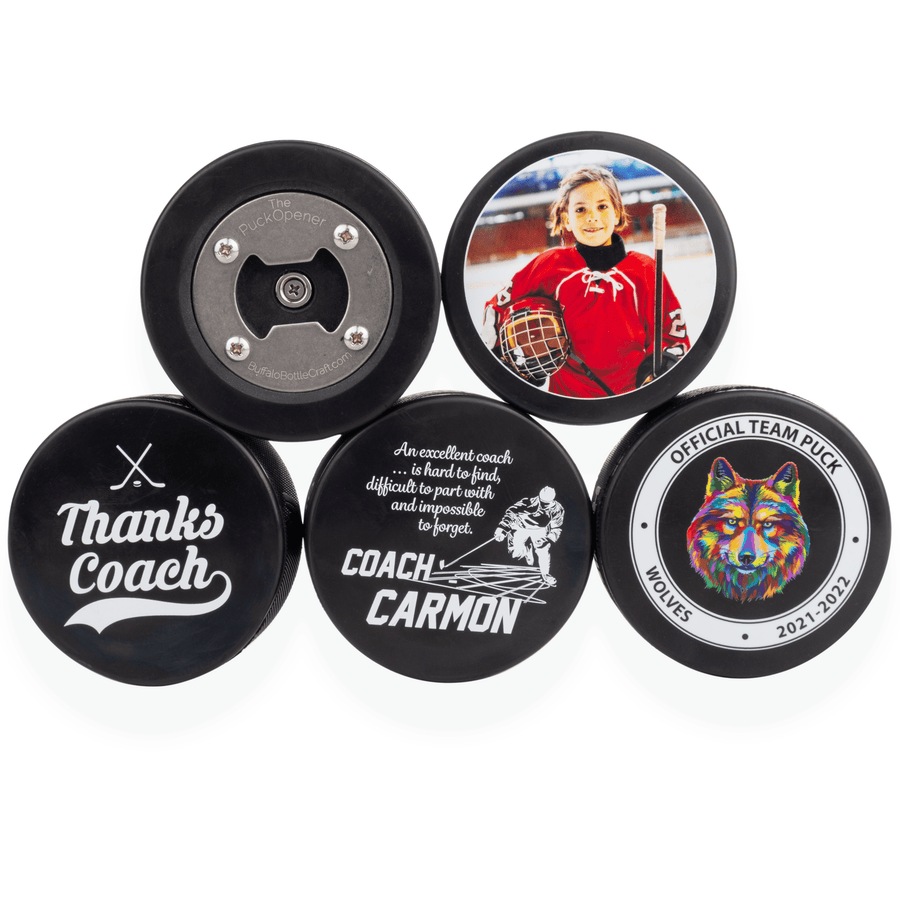 Hockey Puck Bottle Opener, Coaches Gift, Cap Catcher, Coaster, Made ...