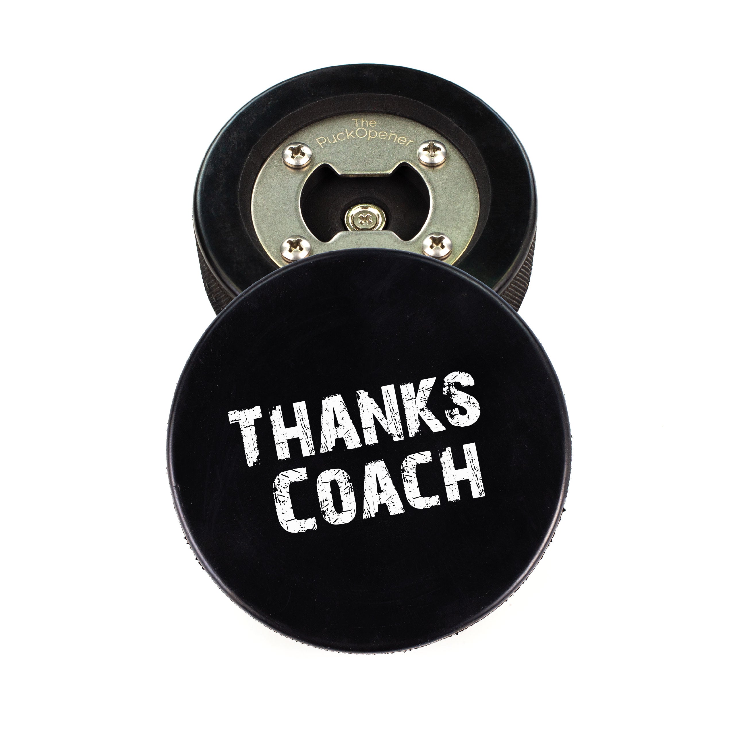 Hockey Puck Bottle Opener, Coaches Gift, Cap Catcher, Coaster, Made ...